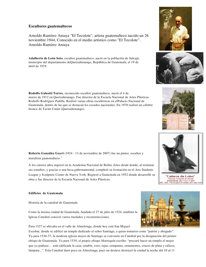 Rodolfo Galeotti Torres: Escultor Guatemalteco | PDF | Guatemala ...