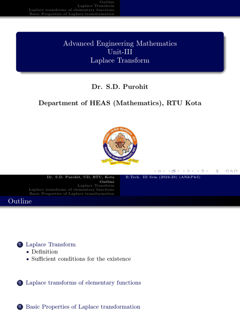 Unit III (Laplace Transform) | PDF | Function (Mathematics) | Laplace Transform
