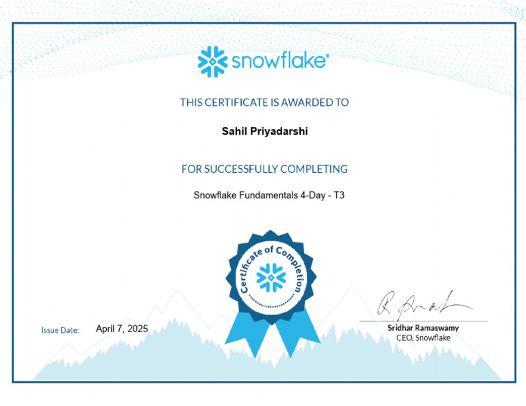 Snowflake Certificate | PDF