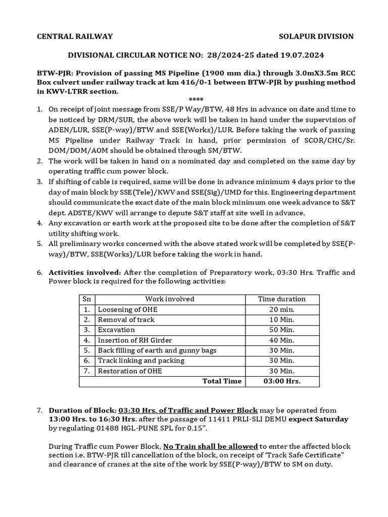 DCN For Crossing of 1900mm Dia. Pipeline Between BTW-PJR | PDF | Rail ...