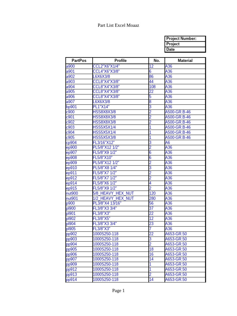 Part List Excel Moaaz - Xls 1 | PDF