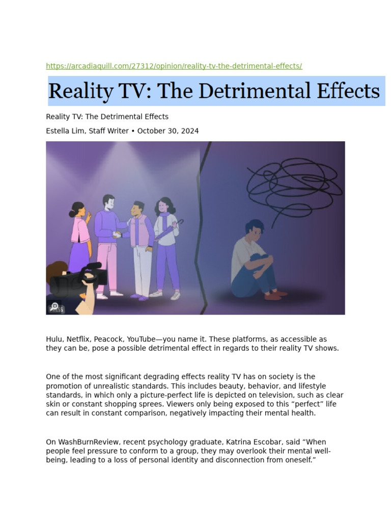 Reality TV - The Detrimental Effects | PDF | Reality Television | Behavior