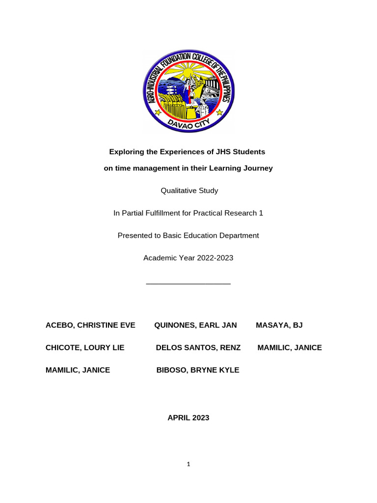 JHS Students' Time Management Insights | PDF | Constructivism ...
