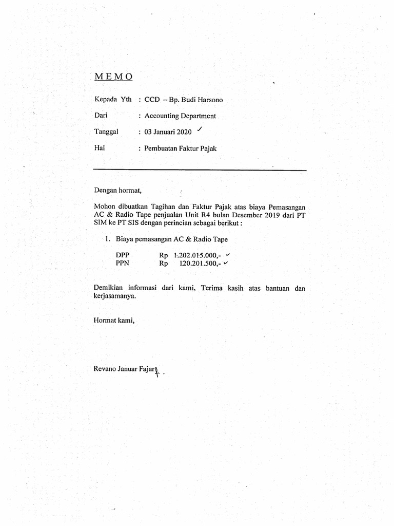 Memo AC & RT Masa Des19 | PDF