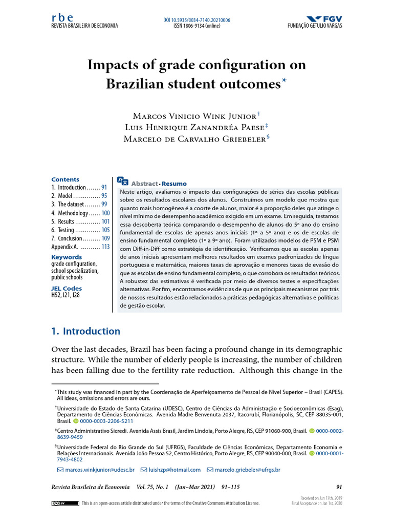 Grade Configuration Effects on Brazilian Students | PDF | Normal ...