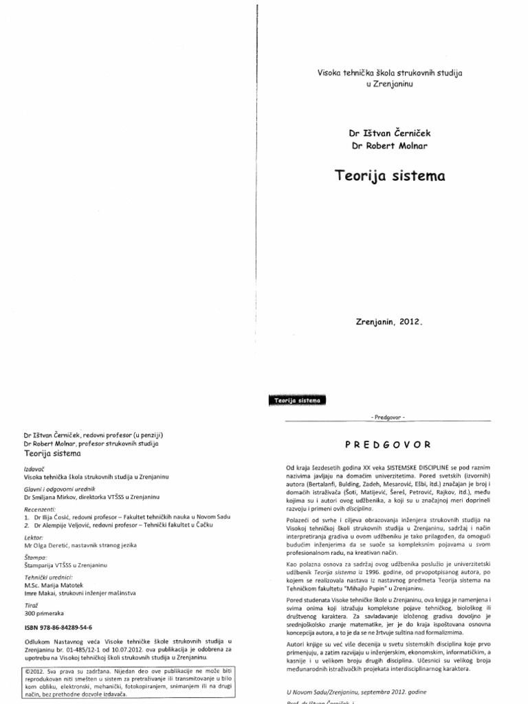 Istvan Cernicek, Robert Molnar - Teorija Sistema | PDF