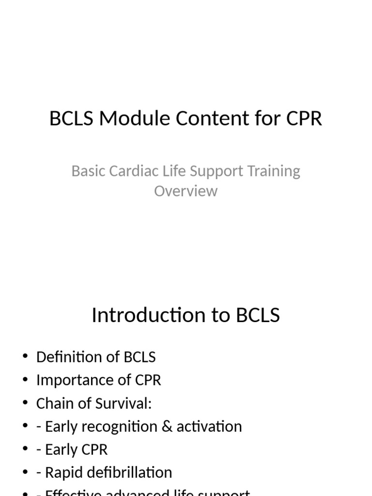 BCLS Module Content For CPR | PDF