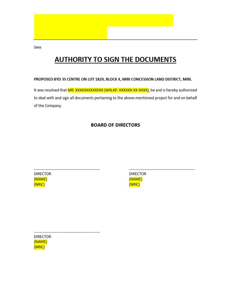 M267 - BYD Showroom - Letter of Authorization To Sign Document | PDF