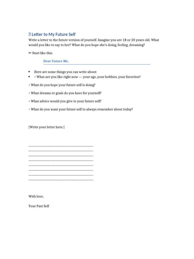 Letter To My Future Self Fatima | PDF