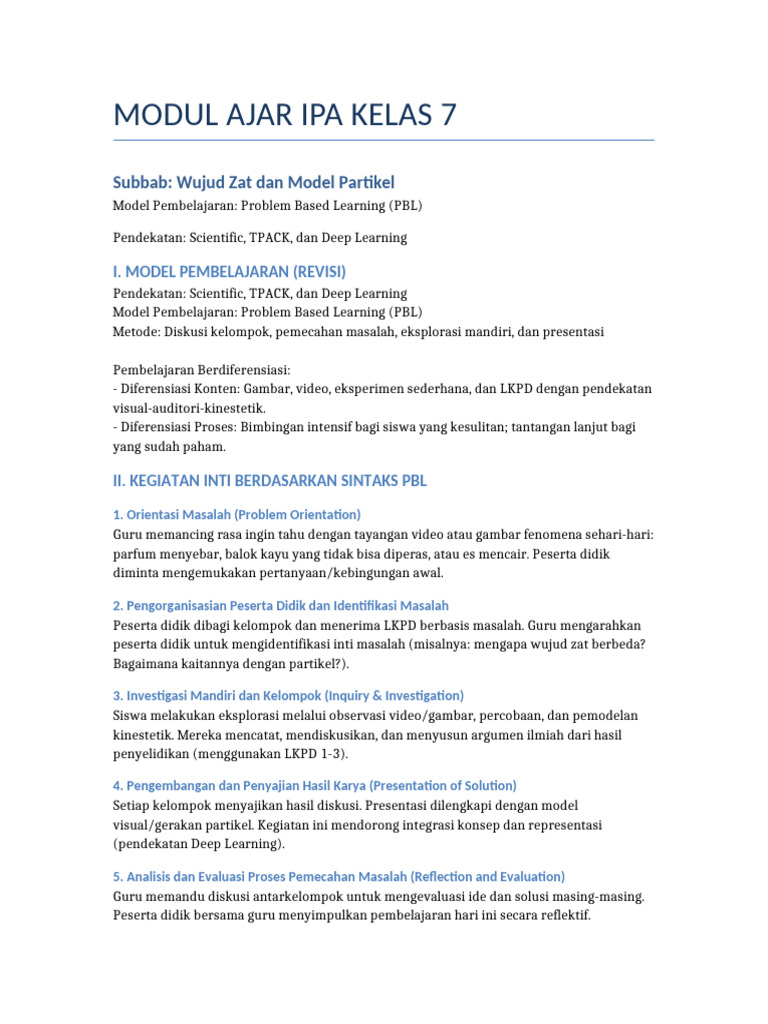 Revisi Modul Ajar PBL DeepLearning | PDF