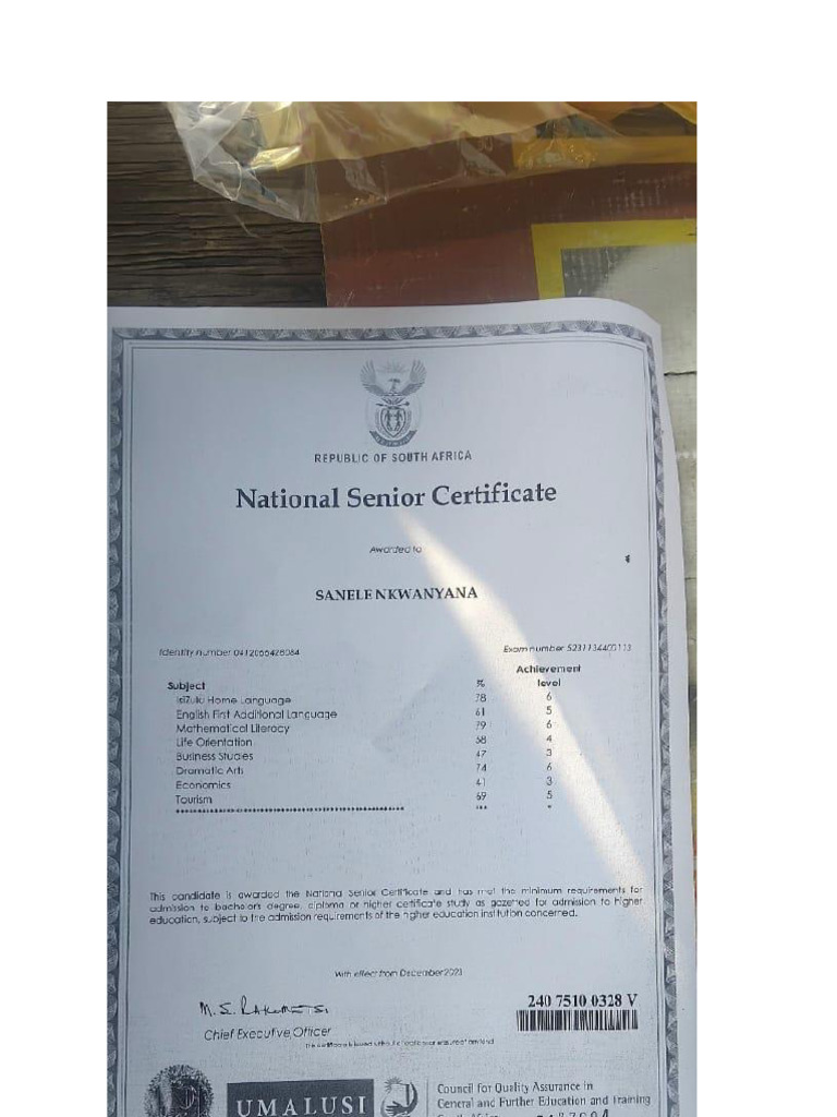 Matric Certificate | PDF