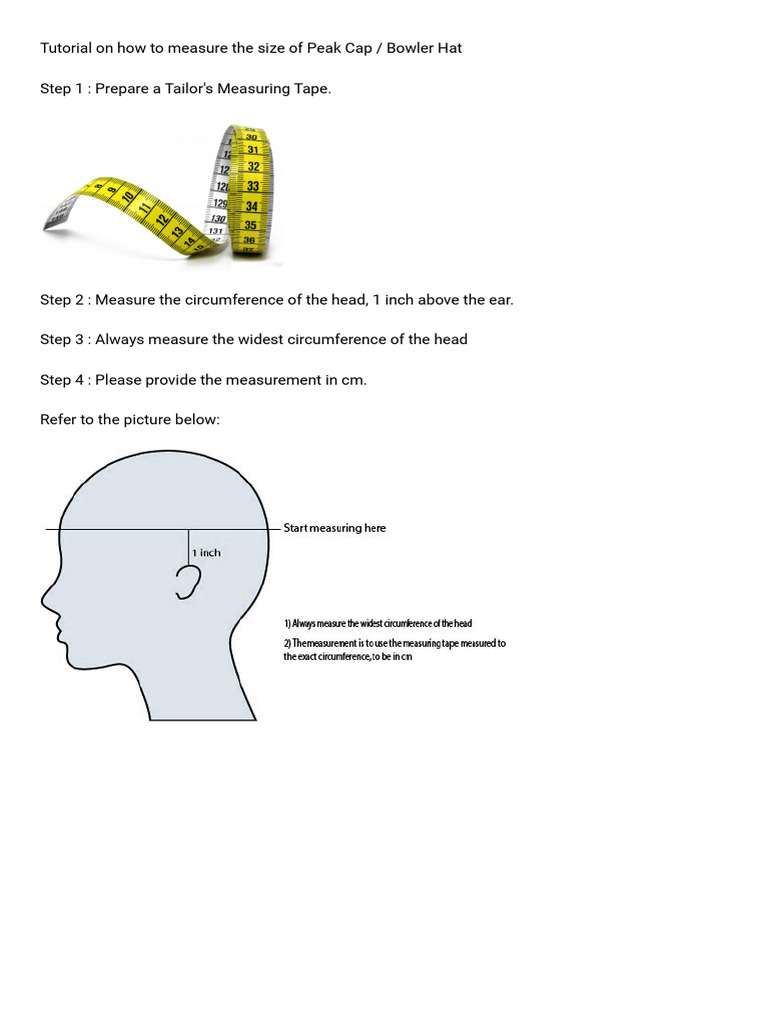 Measuring Peak Cap Sizes Guide | PDF