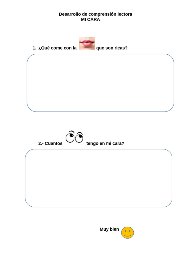 Comprension Lectora en Mi Cara | PDF