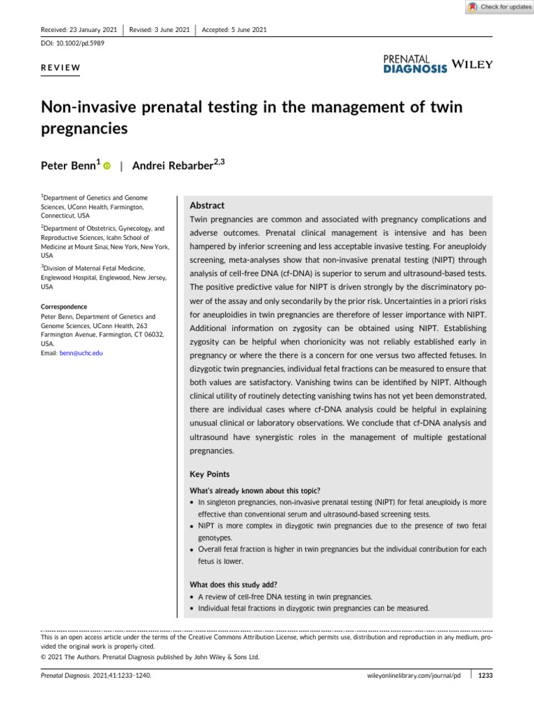 NIPT in Twin Pregnancy Management | PDF | Twin | Pregnancy