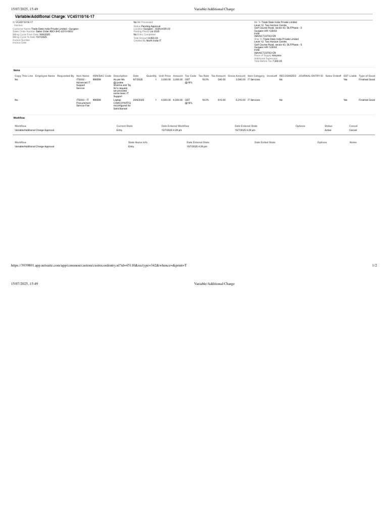 Variable - Additional Charge | PDF | Invoice | Government Finances