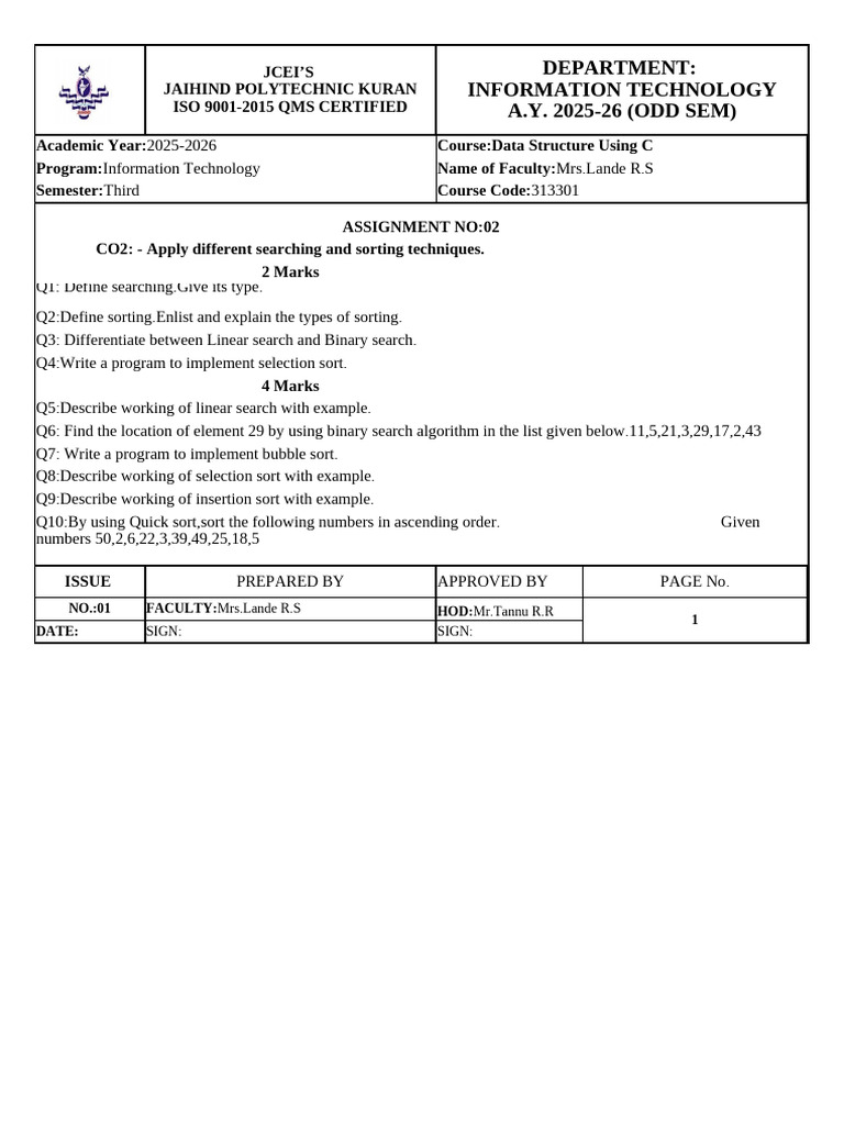 Dsu Assignment 2 Iso Format | PDF | Theoretical Computer Science | Computer Programming