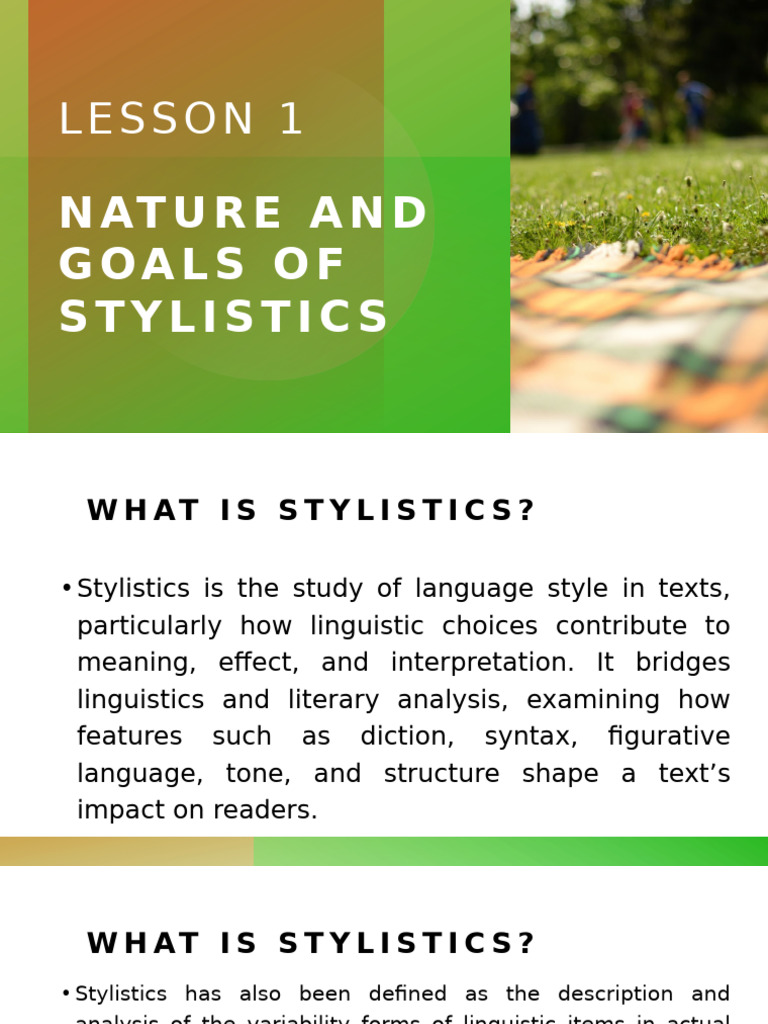 Stylistics Exp 1 | PDF | Linguistics | Human Communication