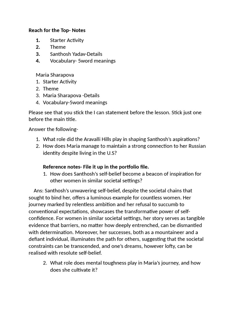 Reach For The Top-Notes 24 | PDF