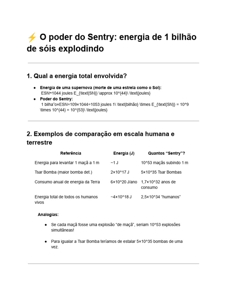 Energia do Sentry: 10^53 Joules | PDF | Ciências Físicas | Física