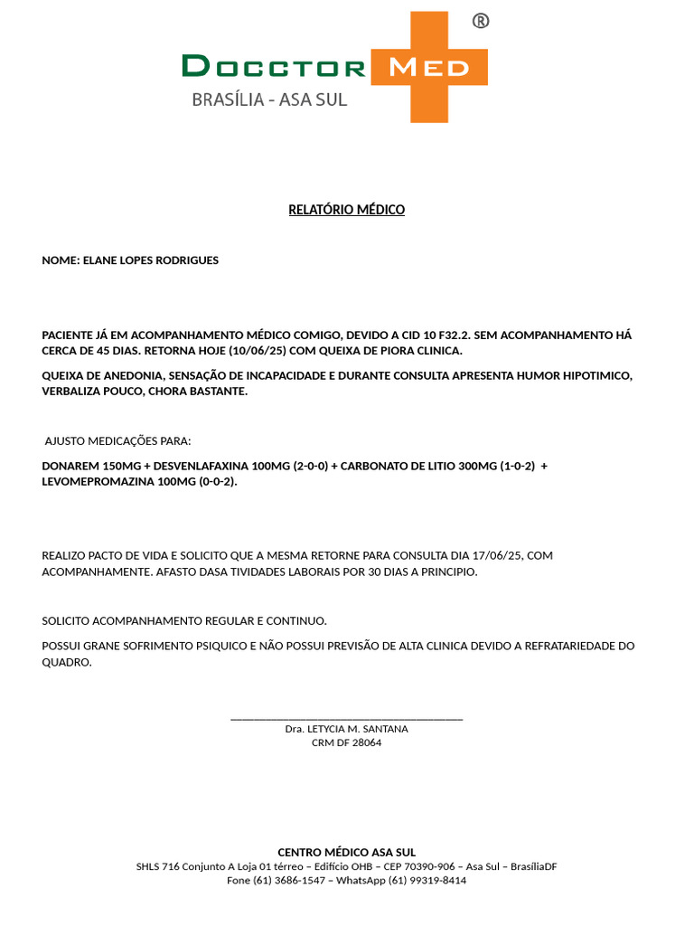 Relatorio Medico | PDF