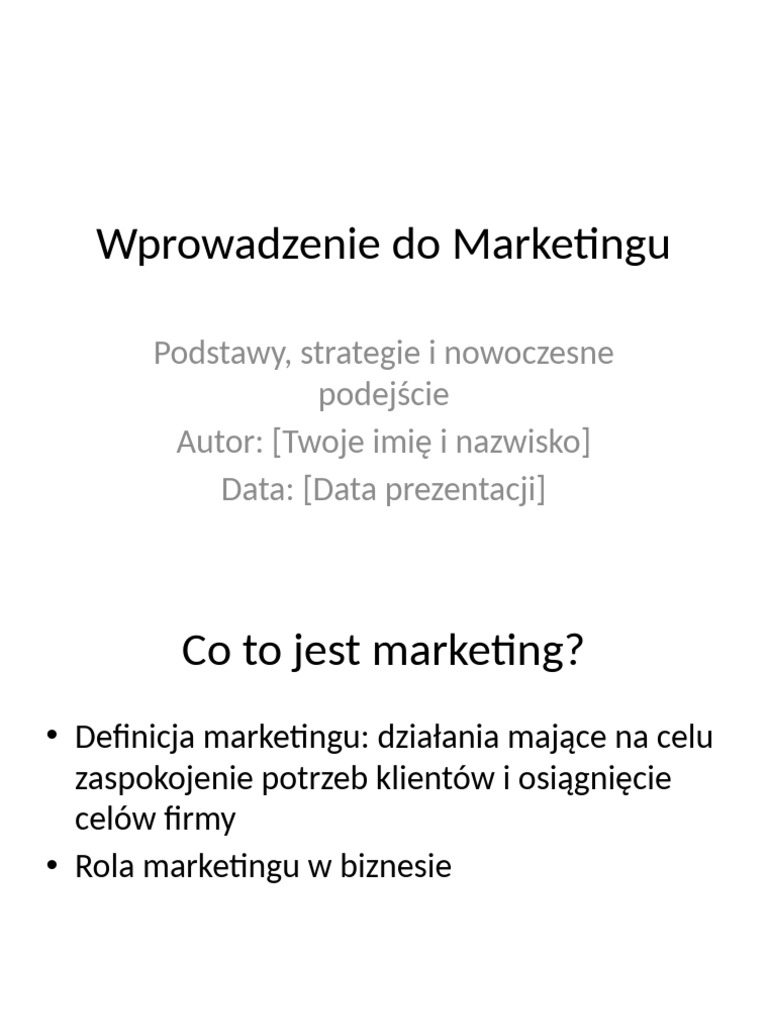 Wprowadzenie Do Marketingu | PDF