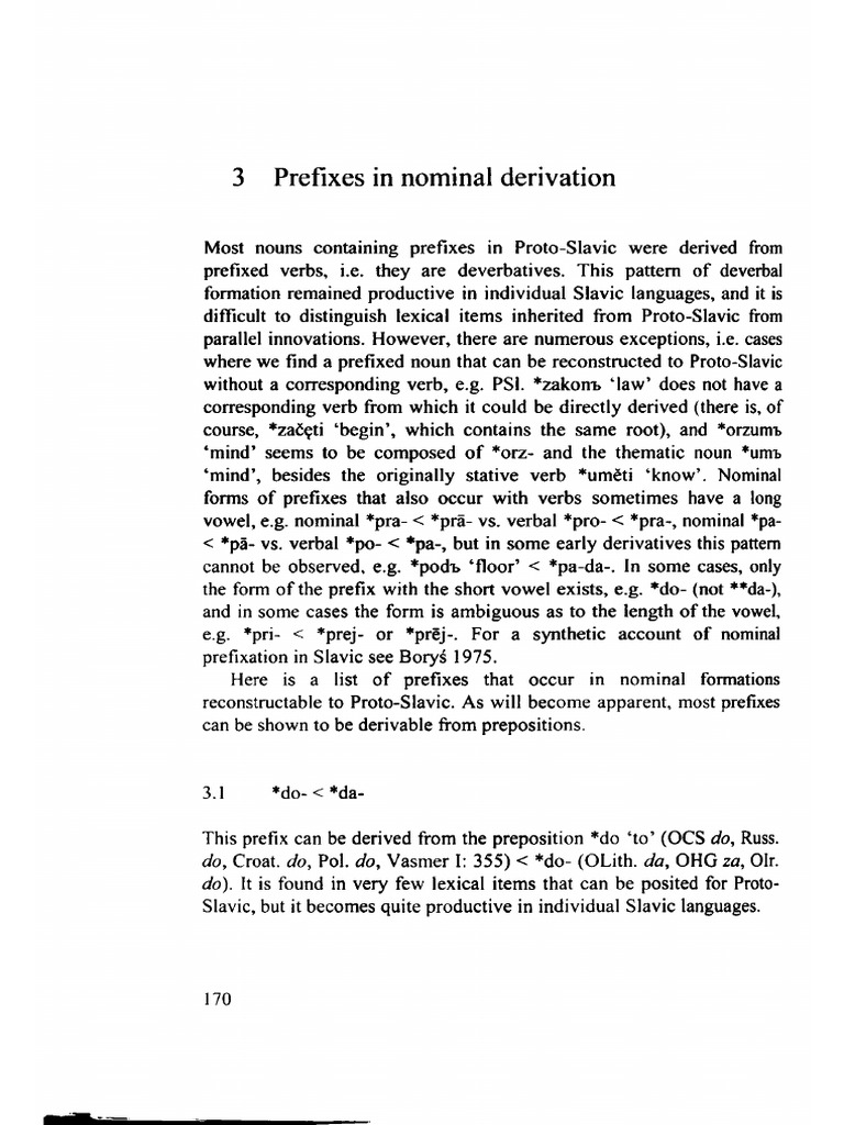 Slavic Nominal Word-Formation - RANKO MATASOVIĆ - Part3 - ch3 | PDF