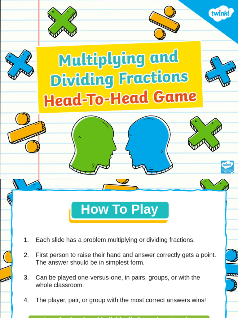 Fifth Grade Multiplying and Dividing Fractions Head To Head Powerpoint ...