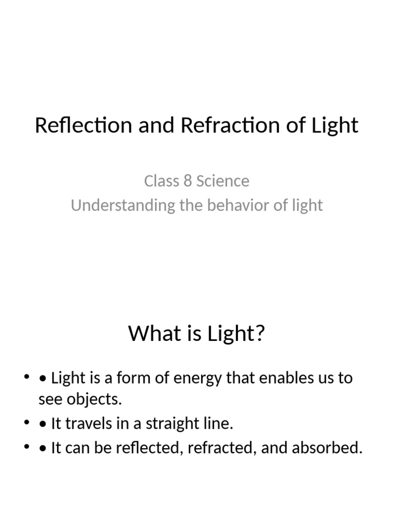 Reflection and Refraction Class8 Animated Quiz | PDF