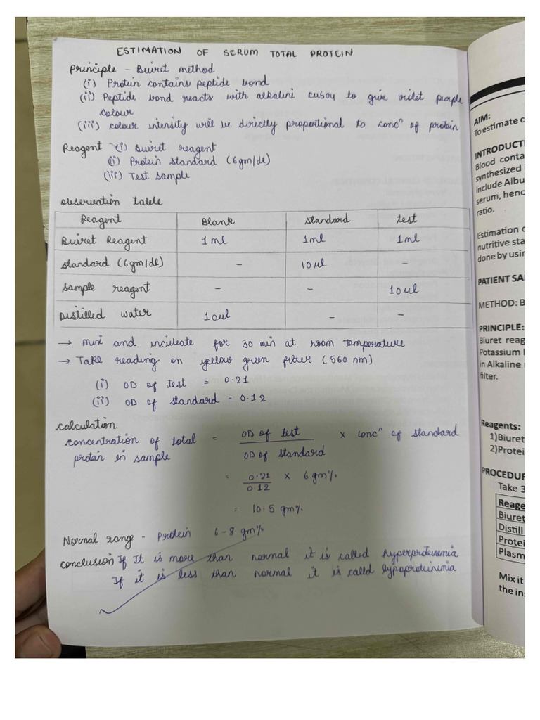 Estimation of Serum Total Protein | PDF