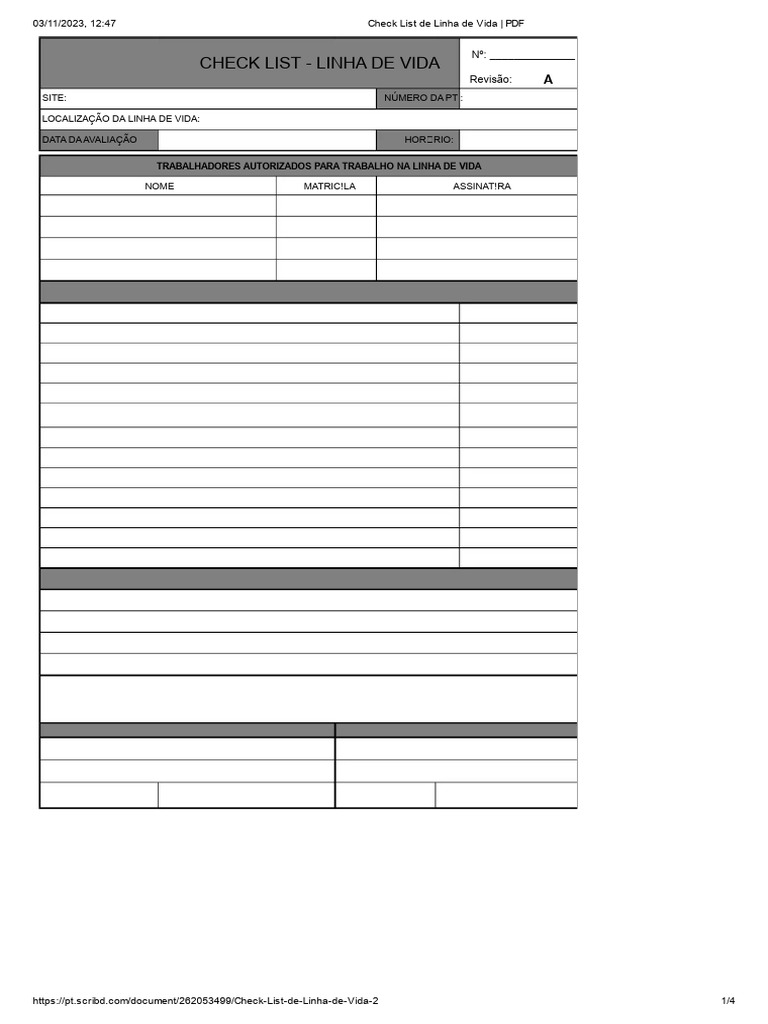 Check List de Linha de Vida PDF | PDF