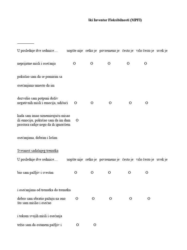 Upitnik Fleksibilnost 2021 | PDF