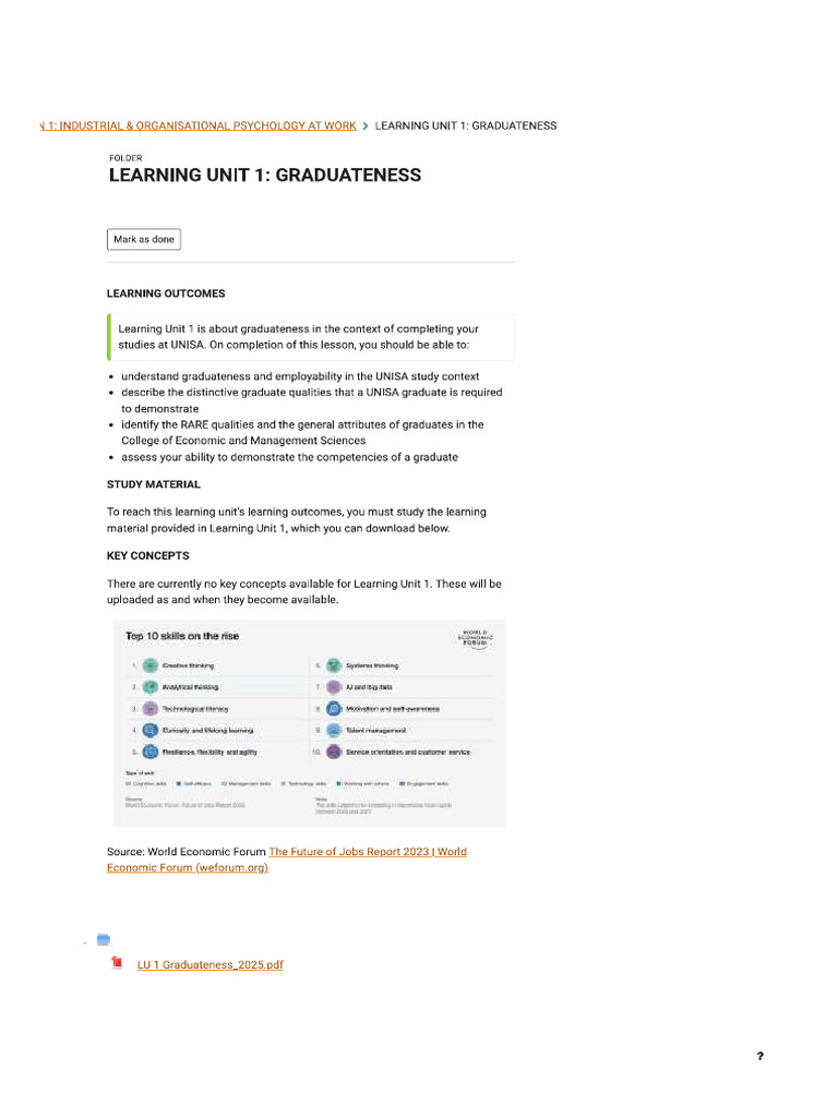 Iop1501-25-S1 - Learning Unit 1 - Graduateness | PDF