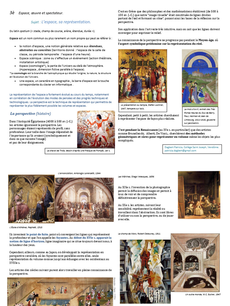 Représentation de l'Espace en Art | PDF | Perspective (représentation)