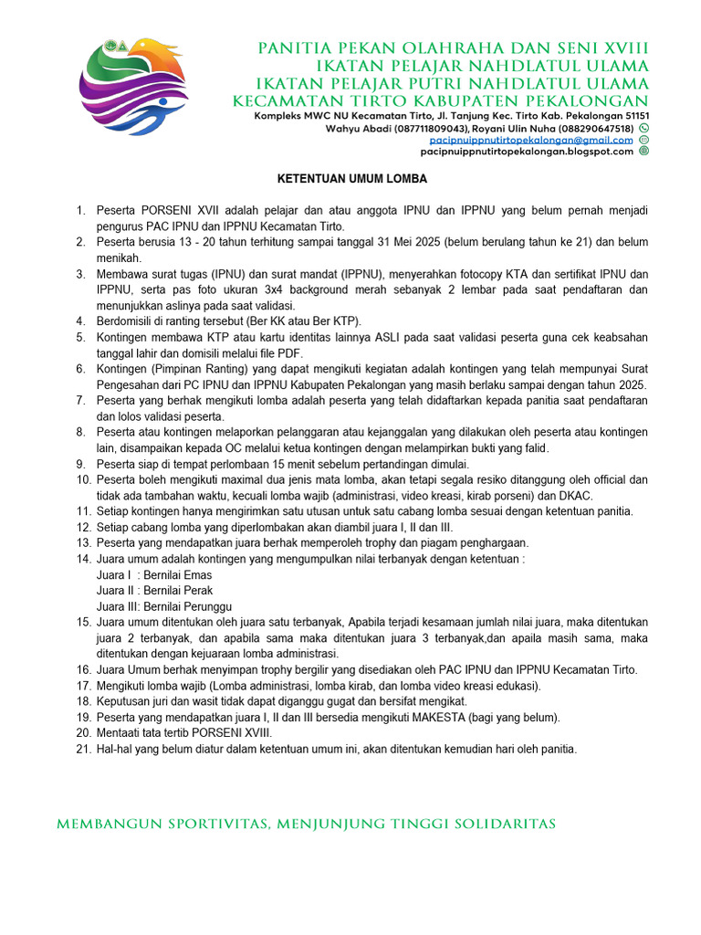 Juknis Juklak Porseni 2025 | PDF