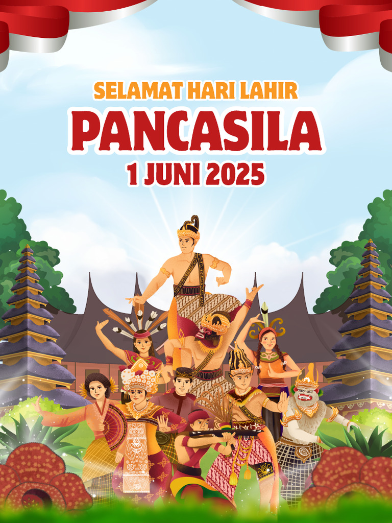 Poster Ucapan Memperingati Hari Lahir Pancasila Ilustratif Modern Warna ...