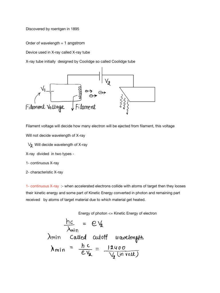 Class Notes X-Ray - Ravendra Kumar (RVN SIR) | PDF | X Ray | Atomic Physics