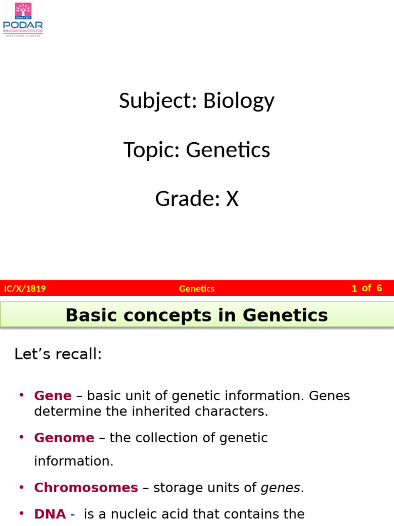 ICSE - X - Bio - Genetics-Some Basic Fundamentals 2 | PDF