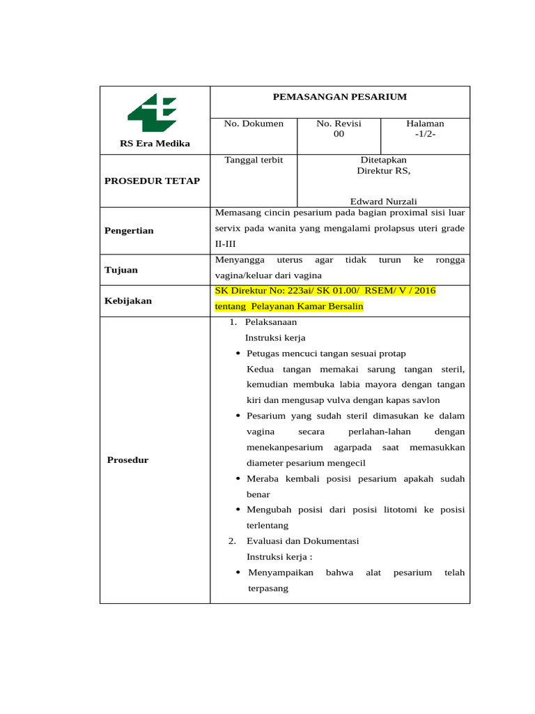 25.pemasangan Pesarium | PDF