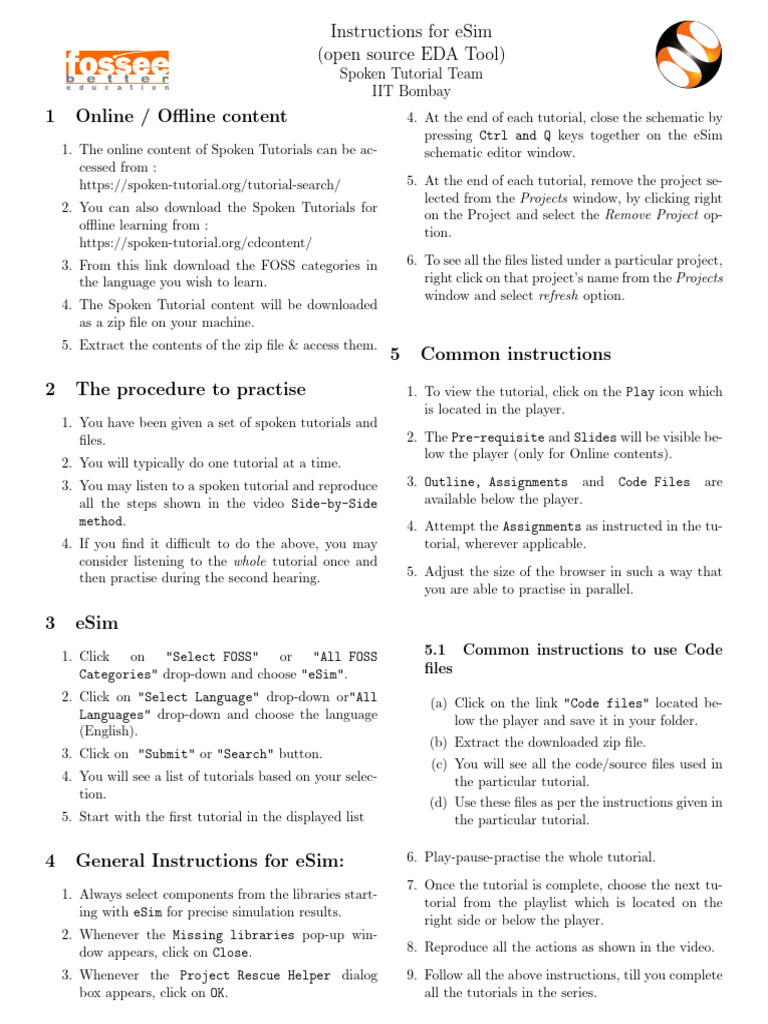 ESim Instruction Sheet English | PDF | Spice | Computing