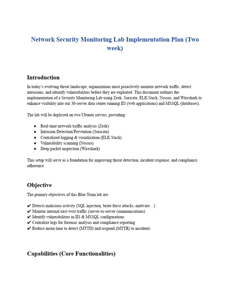 Network Security Monitoring Lab Implementation Plan | PDF | Microsoft ...