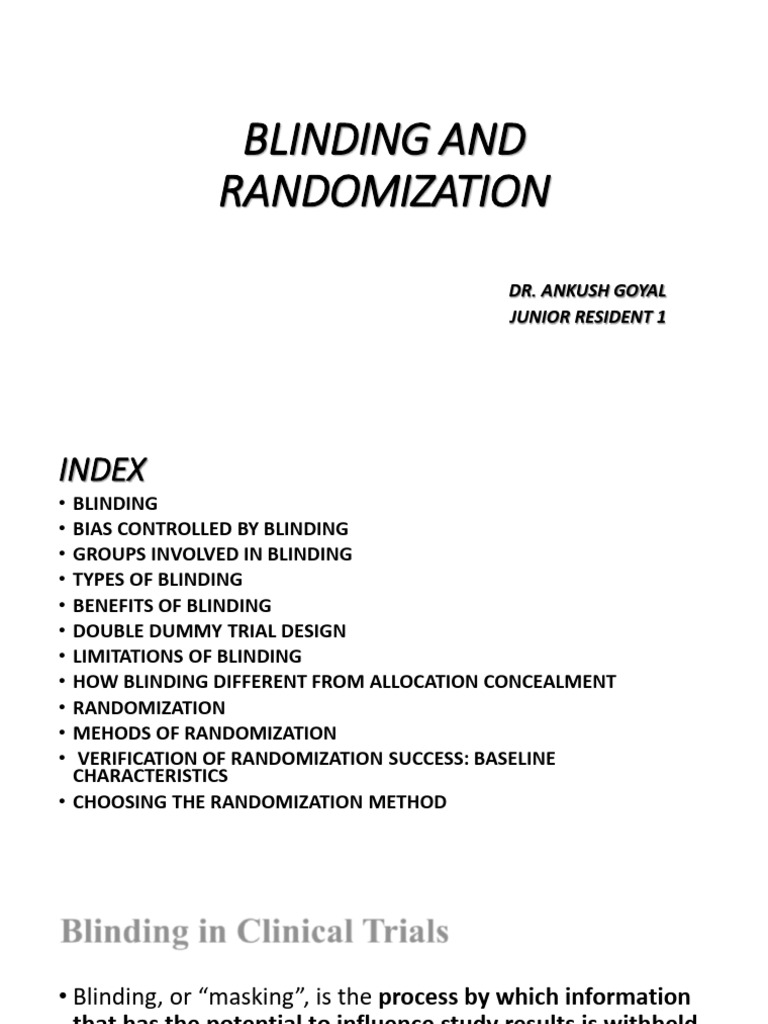 Blinding and Randomization | PDF | Sampling (Statistics) | Placebo