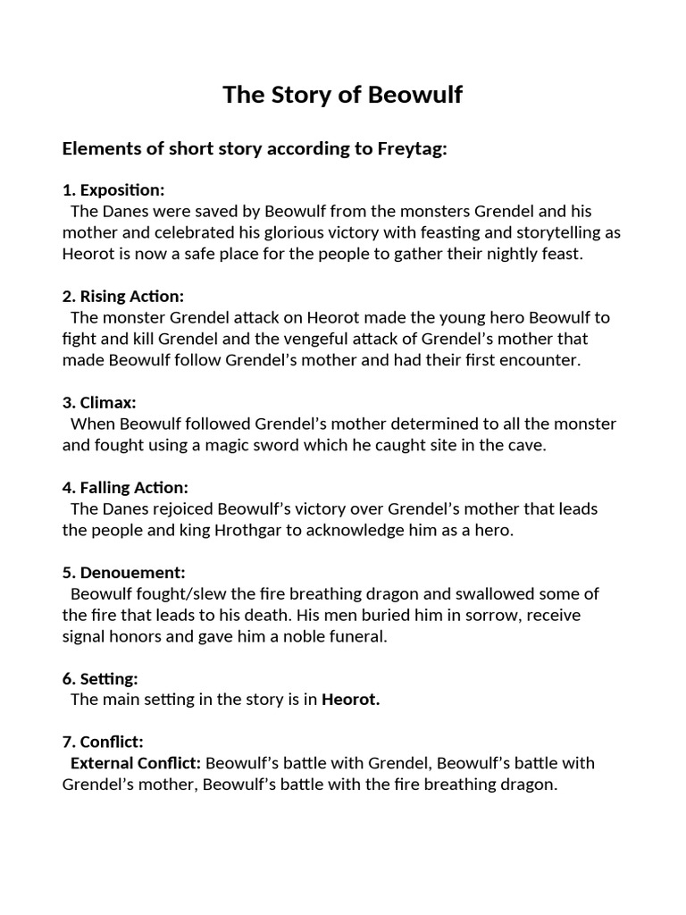 Story of Beowulf Elements | PDF
