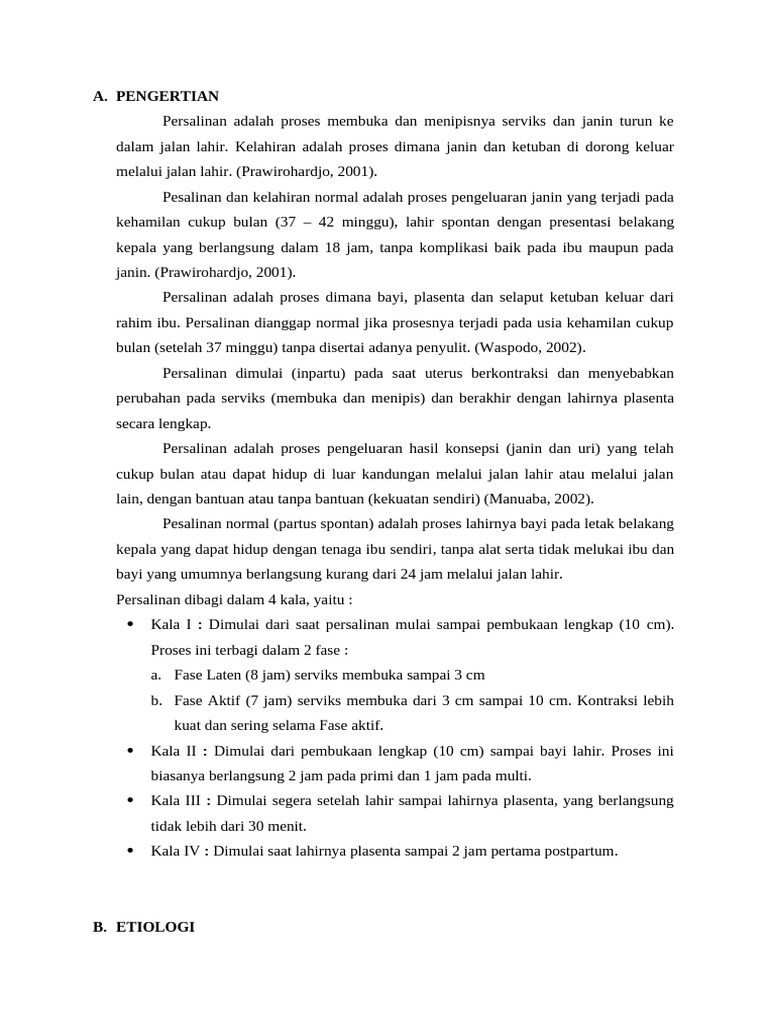 Proses dan Mekanisme Persalinan Normal | PDF
