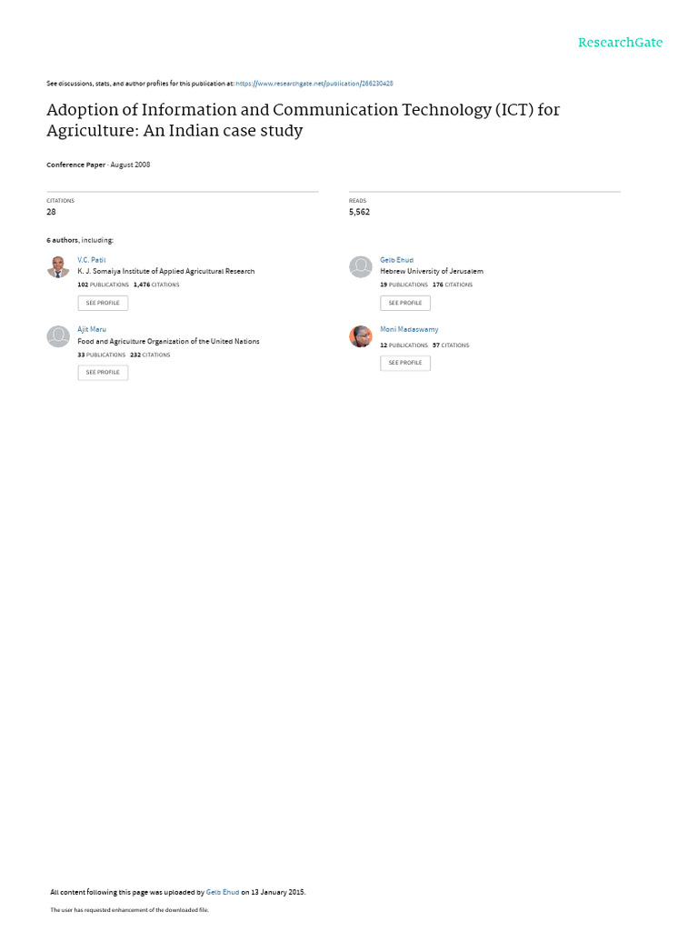 ICT Adoption in Indian Agriculture | PDF | Agriculture | Information ...