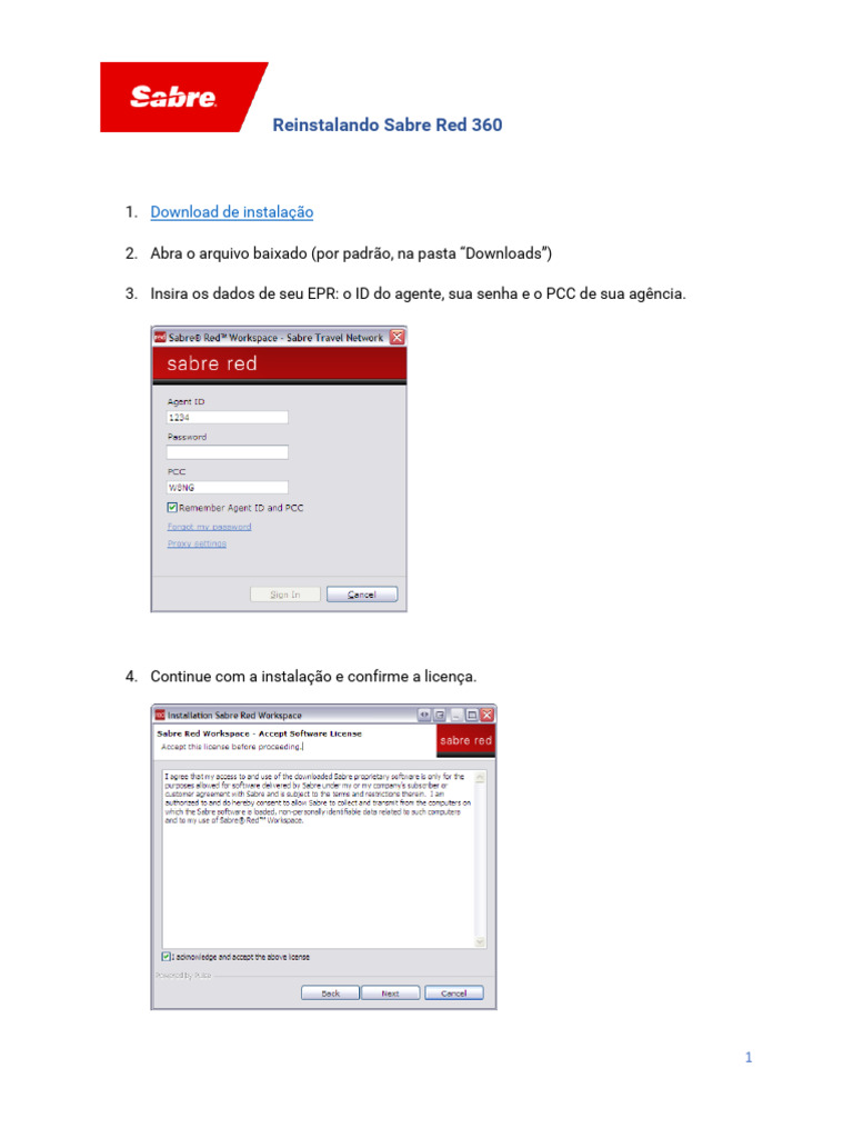 Reinstalação do Sabre Red 360 Passo a Passo | PDF