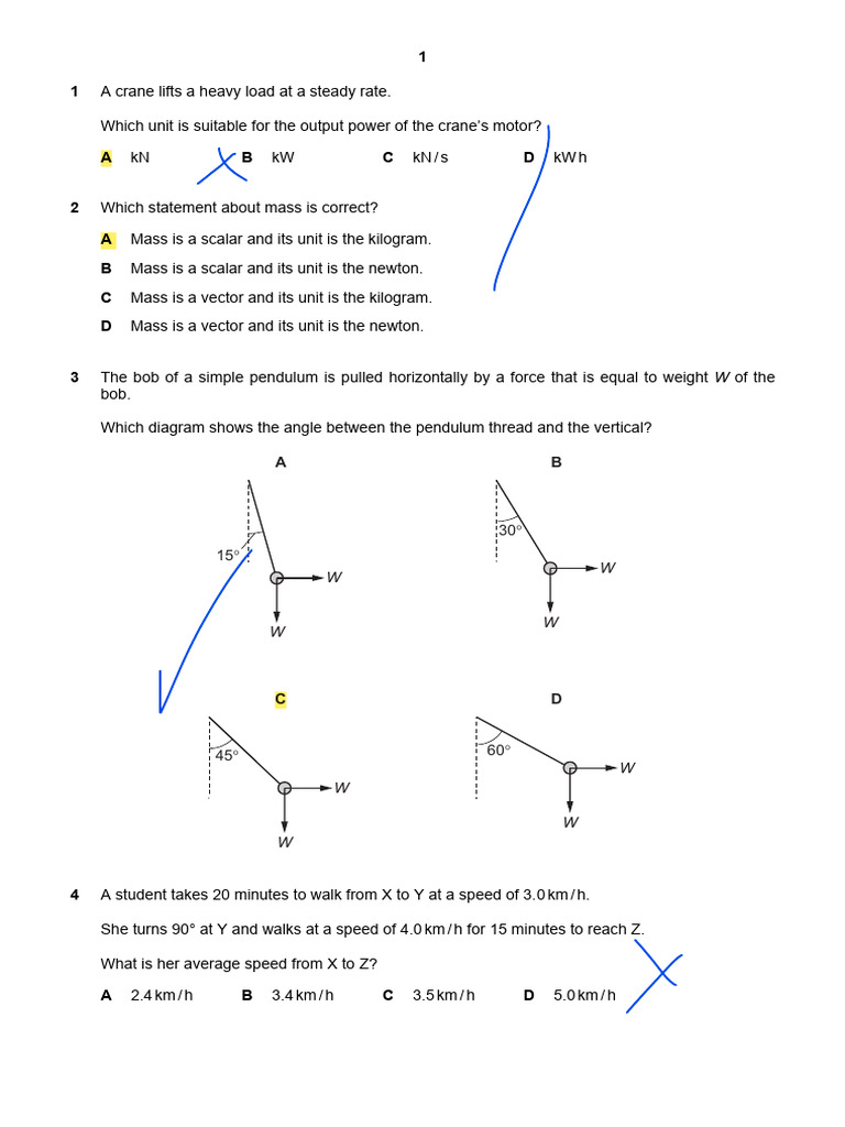 Physics Questions on Forces and Motion | PDF | Force | Gases