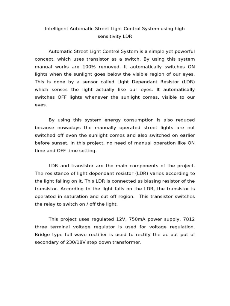 Intelligent Automatic Street Light Control System Using High ...