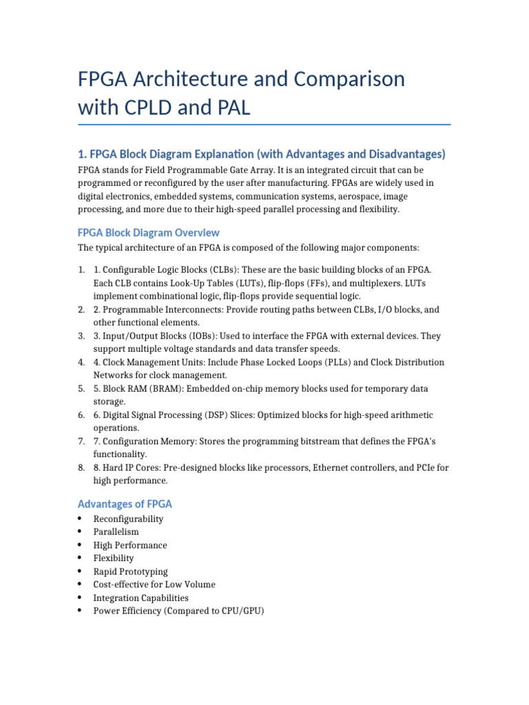 Fpga CPLD Pal Comparison | PDF | Field Programmable Gate Array | Electronic Design