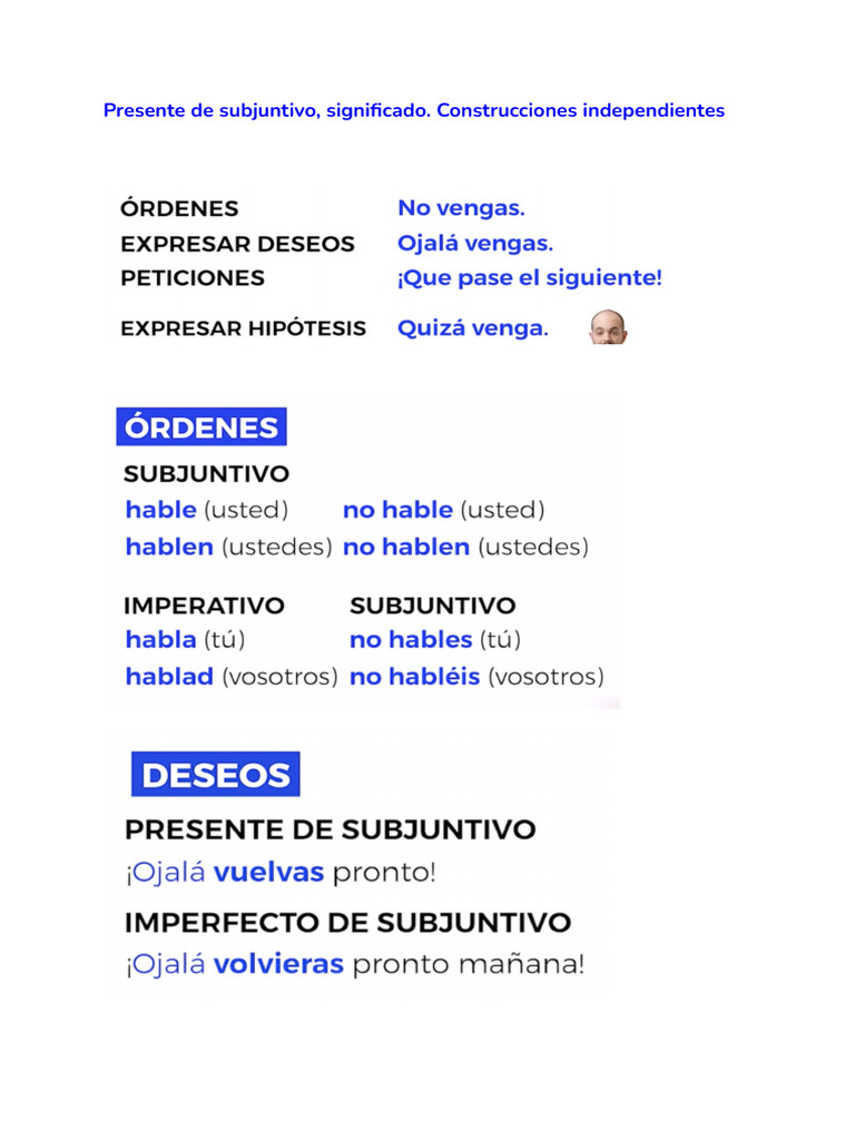 Presente de Subjuntivo, Significado 2 | PDF