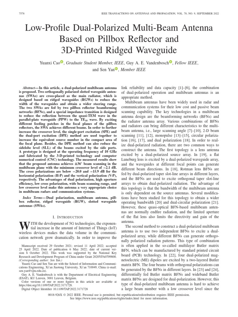 Low-Profile Dual-Polarized Multi-Beam Antenna Based On Pillbox ...